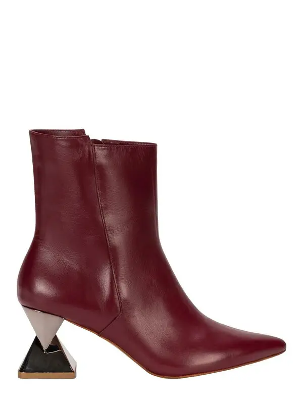 CHRIS DONOVAN Leaf Mid-calf Boots - Burgundy