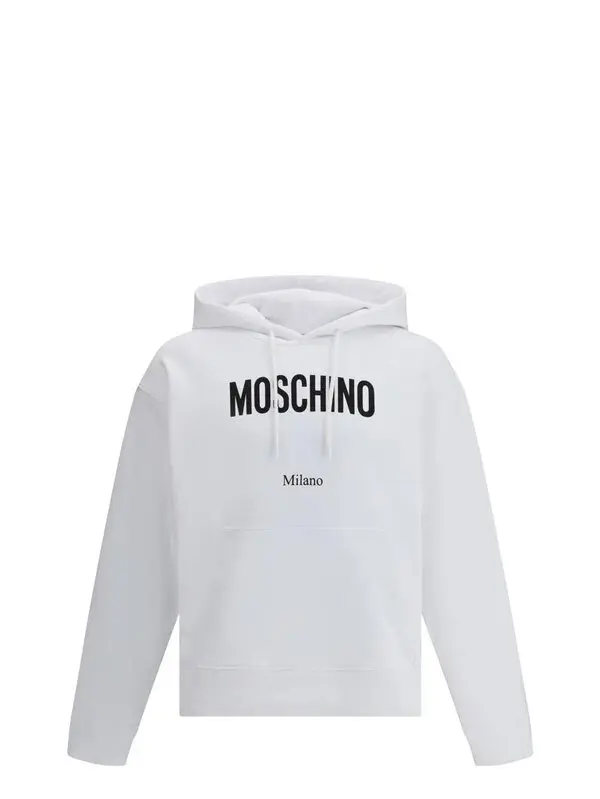 Moschino Cotton Hoodie With Monogram - White