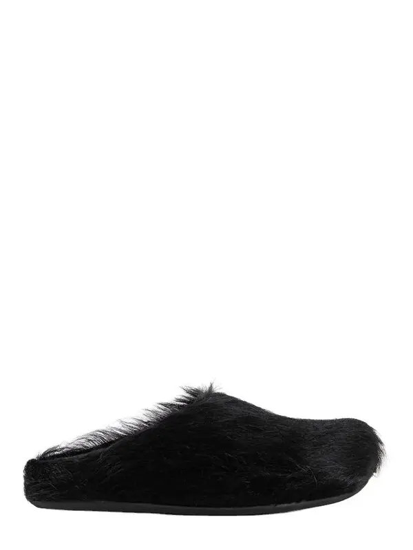 Marni Calf Hair Mules - Black