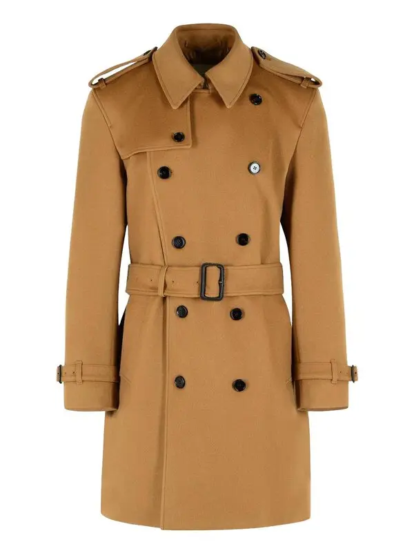 Burberry Medium 'hastings' Cashmere Trench Coat - Brown