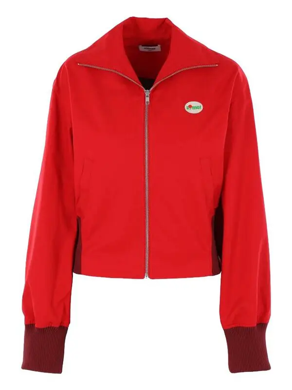 ZOMER Cropped Cotton Bomber Jacket - Red