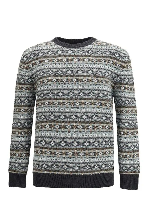 BROOKSFIELD Jacquard Wool-blend Crew-neck Sweater - Multicolour