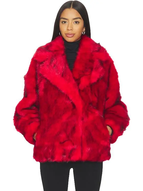 JAKKE Rita Faux Fur Coat - Red