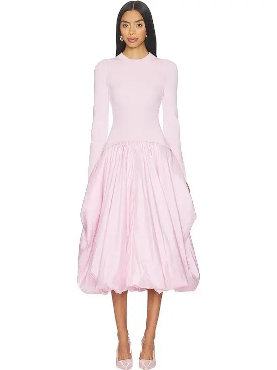 Simkhai Long Sleeve Mock Neck Midi Dress - Blush
