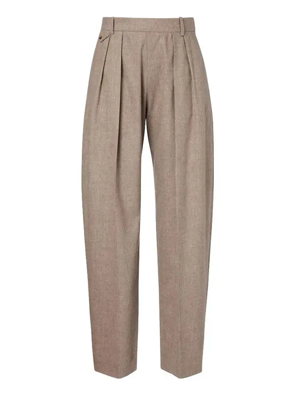 Khaite Dugan Wool-blend Tapered Trousers - Brown