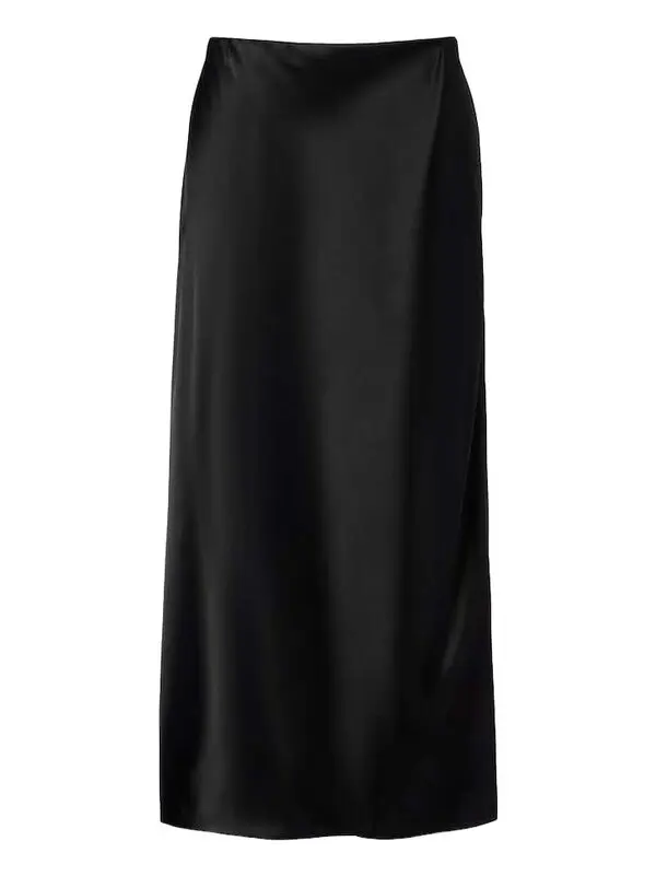 Khaite Demi Satin Midi Skirt - Black