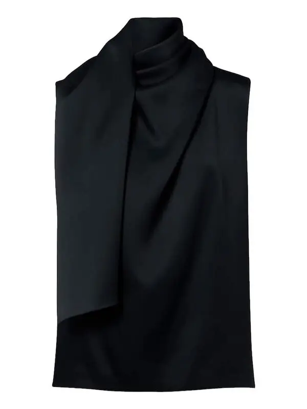 Khaite Scarf-detail Crêpe Satin Top - Black