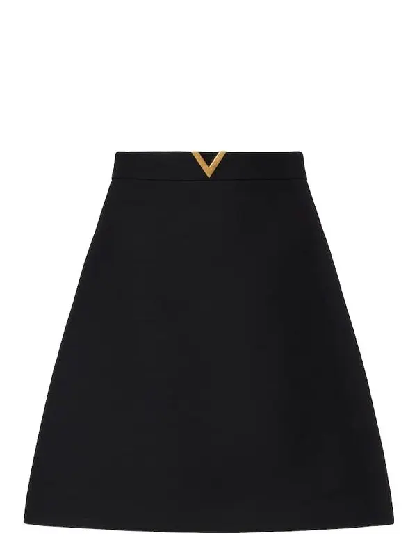 Valentino Garavani Crepe Couture Vgold Mini Skirt - Black