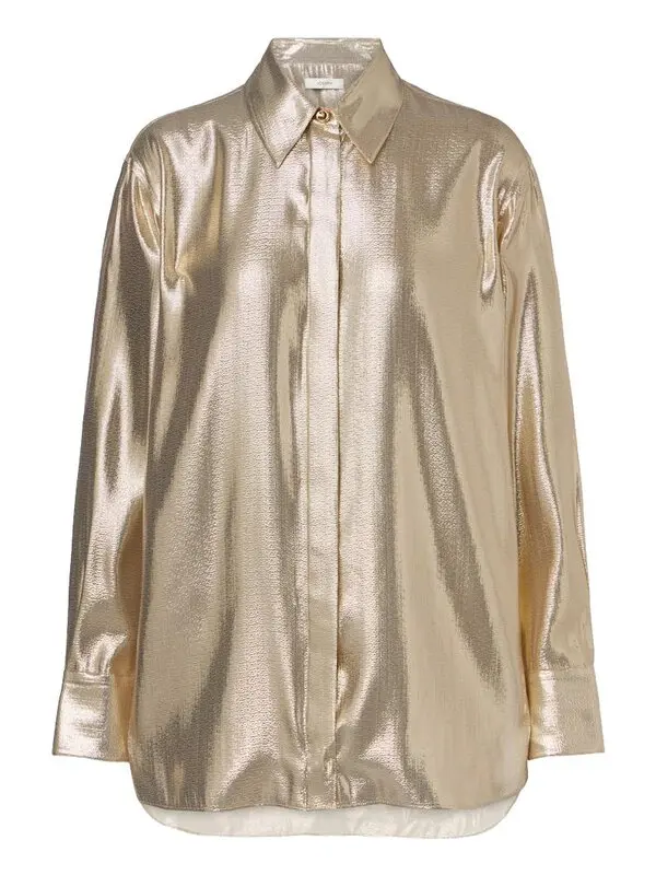 JOSEPH Capri Silk-blend Lamé Blouse - Gold