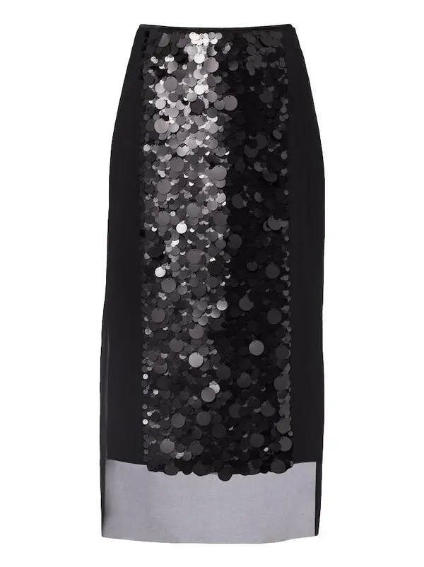 JOSEPH Cambo Sequined Chiffon Midi Skirt - Black