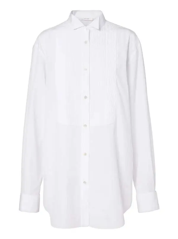 THE ROW Erelia Tuxedo Cotton Poplin Shirt - White