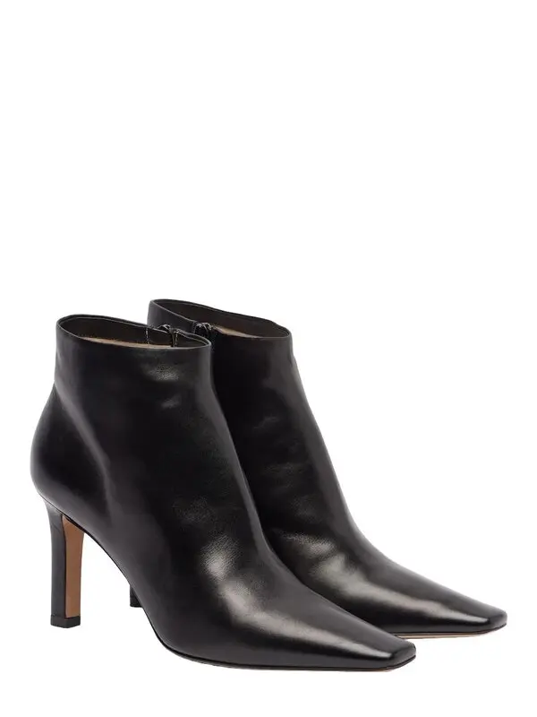 THE ROW Carla 80 Leather Ankle Boots - Black