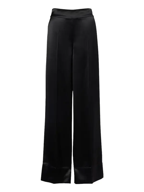 JOSEPH Dijon Satin Wide-leg Pants - Black