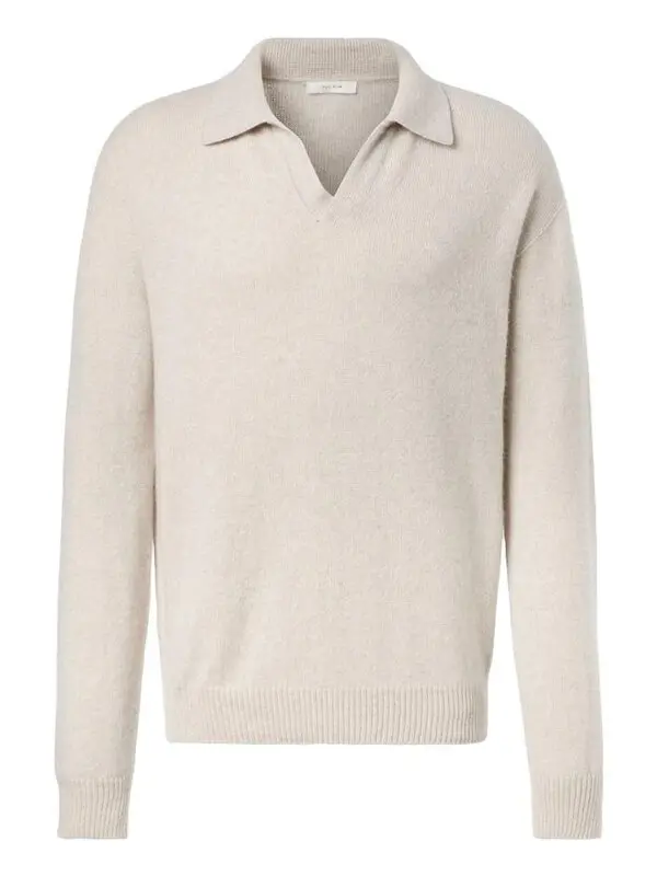 THE ROW Leach Cashmere Polo Sweater - Beige