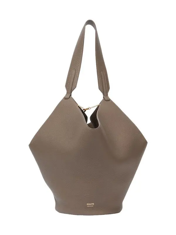 Khaite Lotus Small Leather Tote Bag - Grey