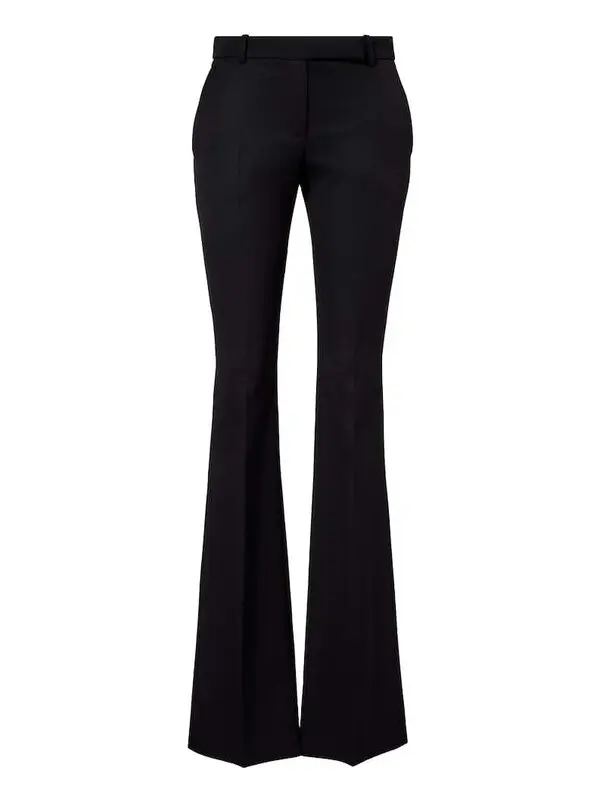 Alexander McQueen Low-rise Flared Wool Pants - Black
