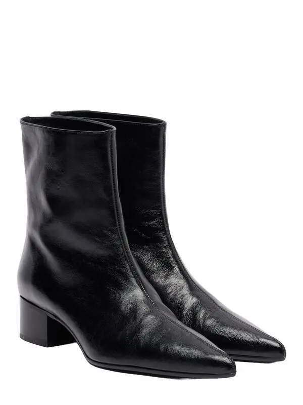 Khaite Andee 40 Leather Ankle Boots - Black