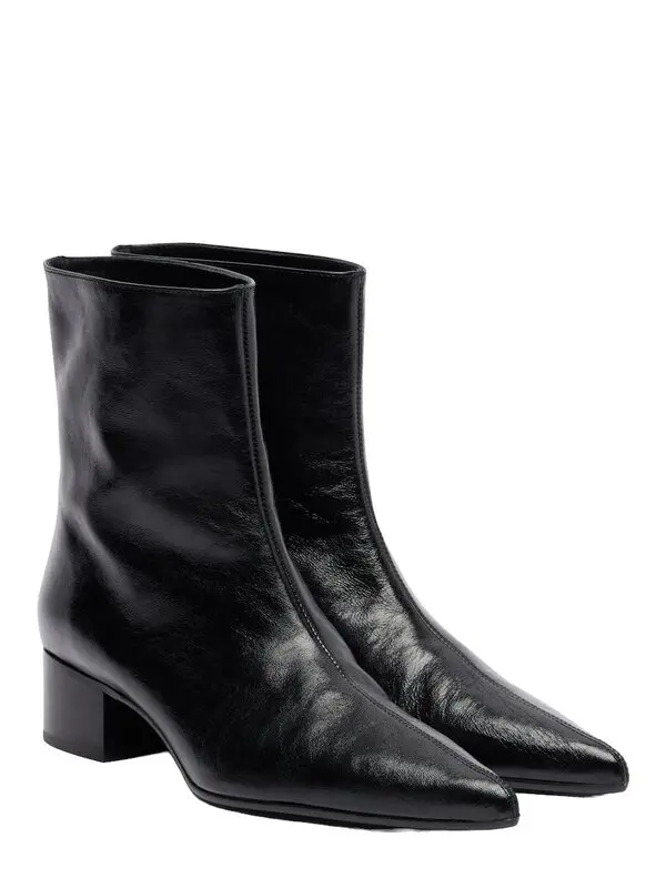 Khaite Andee 40 Leather Ankle Boots - Black