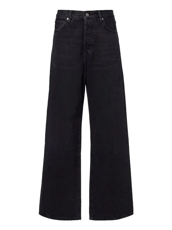 FRAME Collegiate High-rise Wide-leg Jeans - Black