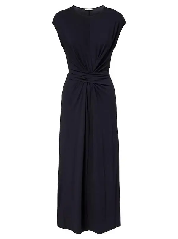 Vince Gathered Midi Dress - Blue