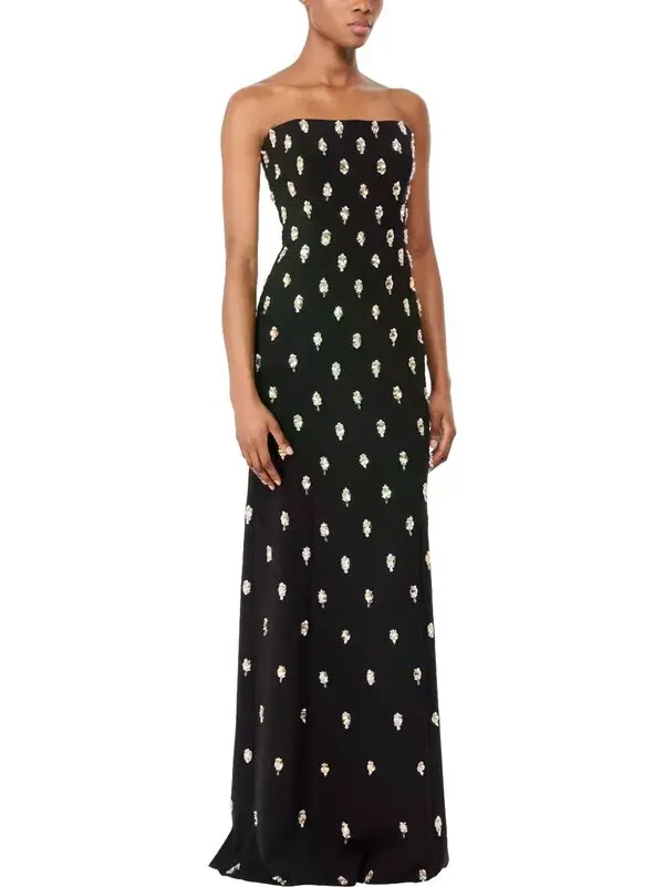 Jenny Packham Embellished Strapless Maxi Dress - Black