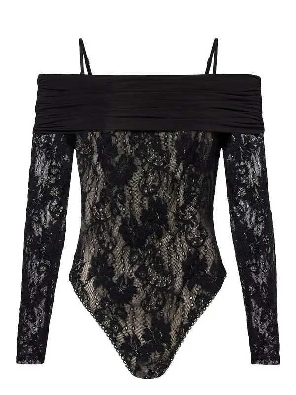 Zimmermann Rebellion Off-shoulder Lace Bodysuit - Black