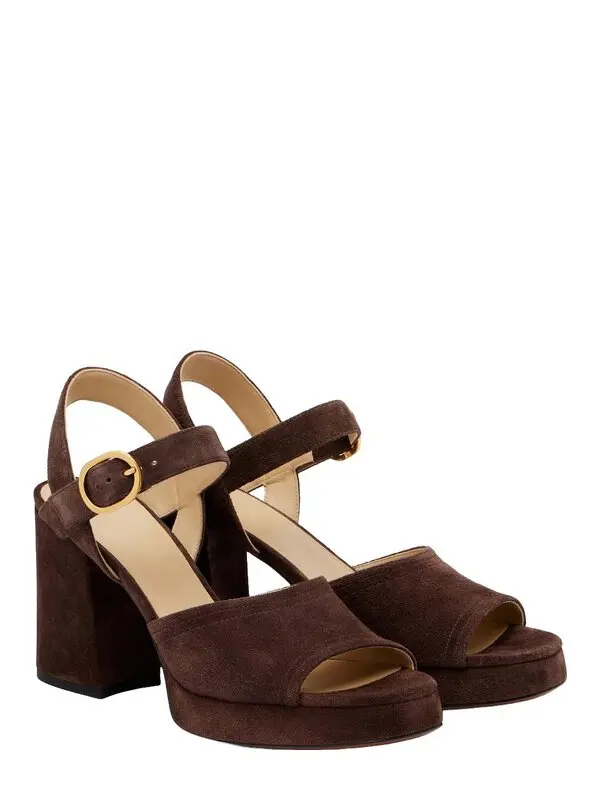 Valentino Garavani Vlogo Suede Platform Sandals - Brown