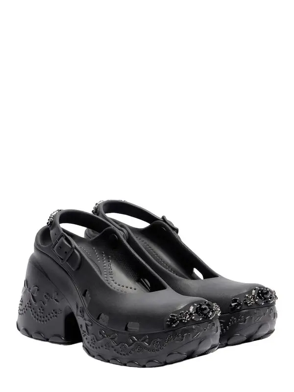 Simone Rocha X Crocs Embellished Platform Pumps - Black