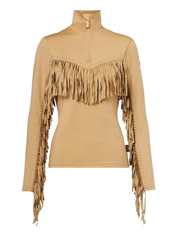 Goldbergh Whisper Studded Fringed Ski Top - Beige