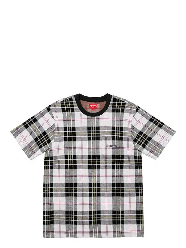 Supreme Jacquard Tartan Plaid Pocket Tee Shirt - White