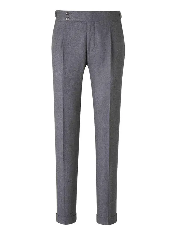 Scabal Classic Style Wool Dress Pants - Grey