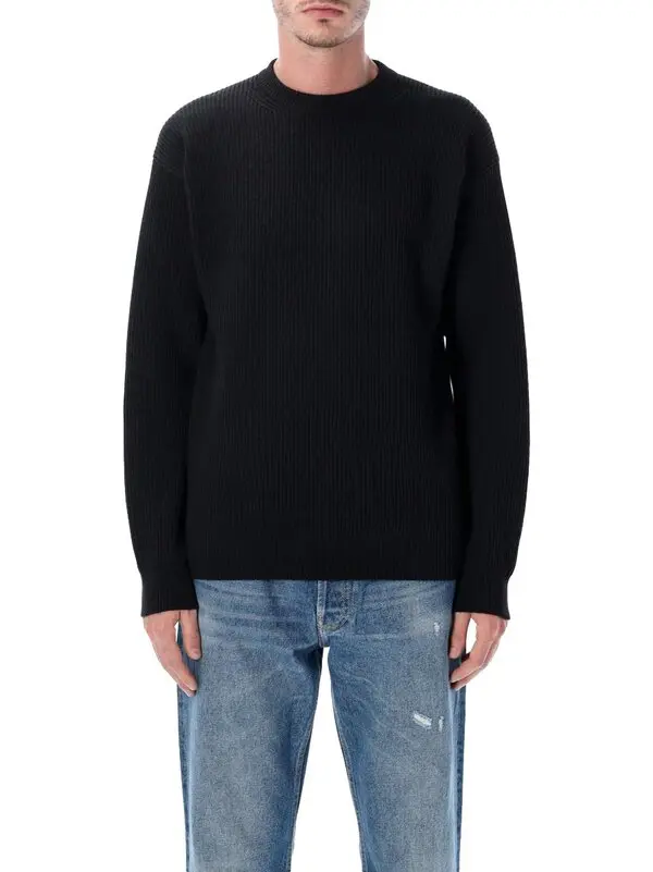 Auralee Super Fine Wool Rib Knit Crewneck Sweater - Black