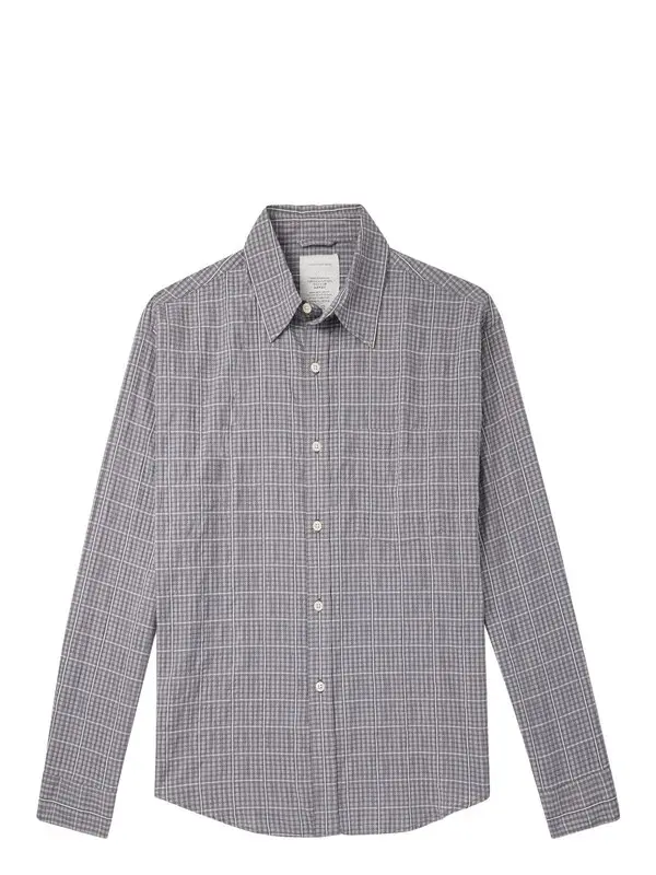 MFPEN Executive Checked Textured Cotton-blend Shirt - Gray