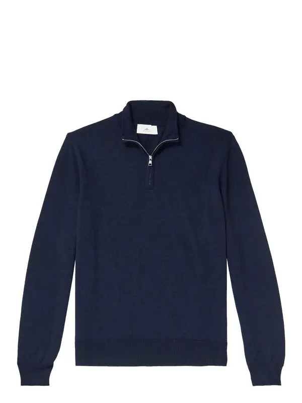 Mr P. Merino Wool Half-zip Sweater - Blue