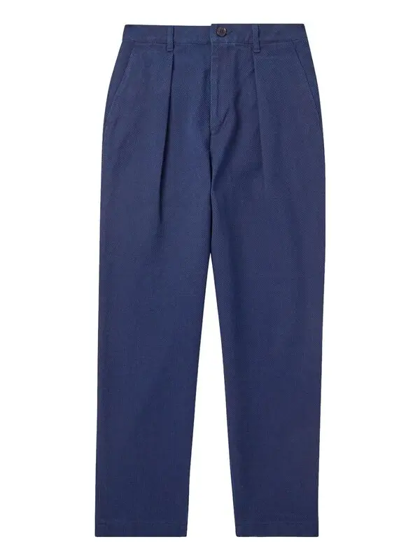 Blue Blue Japan Straight-leg Sashiko Cotton Trousers - Blue