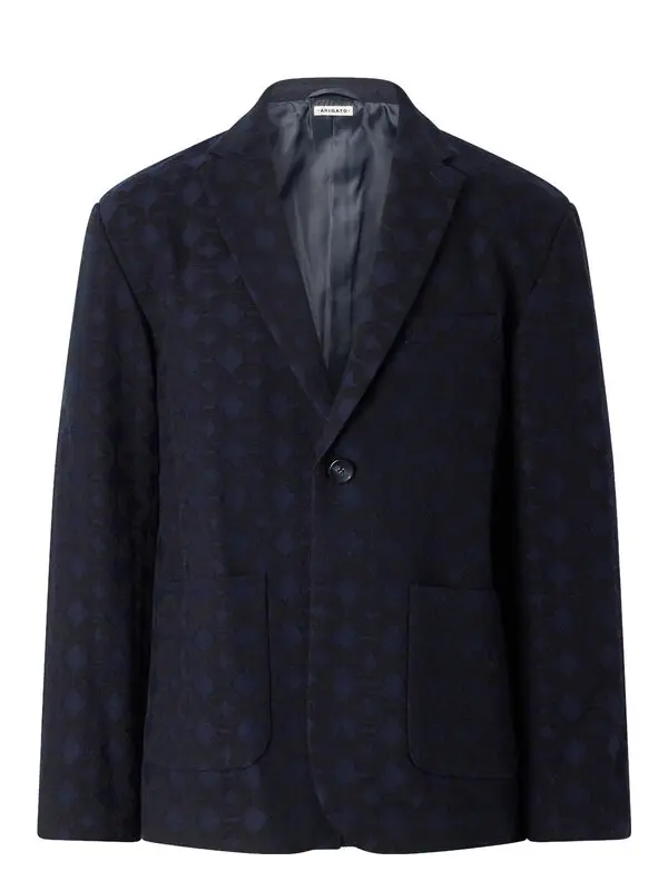 Blue Blue Japan Shippou Cotton And Wool-blend Jacquard Suit Jacket - Blue