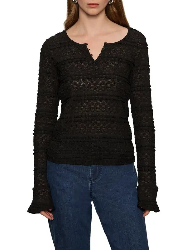 Sanctuary Lace Henley - Black