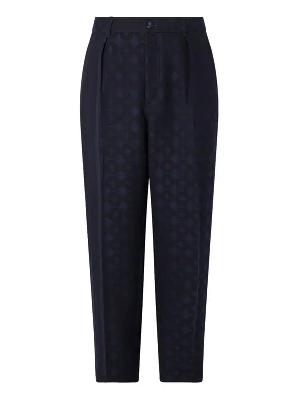 Blue Blue Japan Straight-leg Pleated Jacquard Suit Trousers - Blue