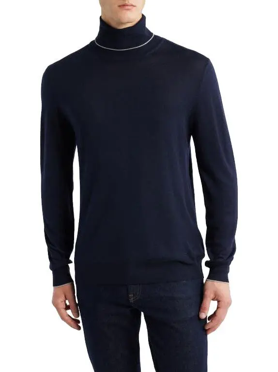 Canali Turtleneck Wool Sweater - Navy