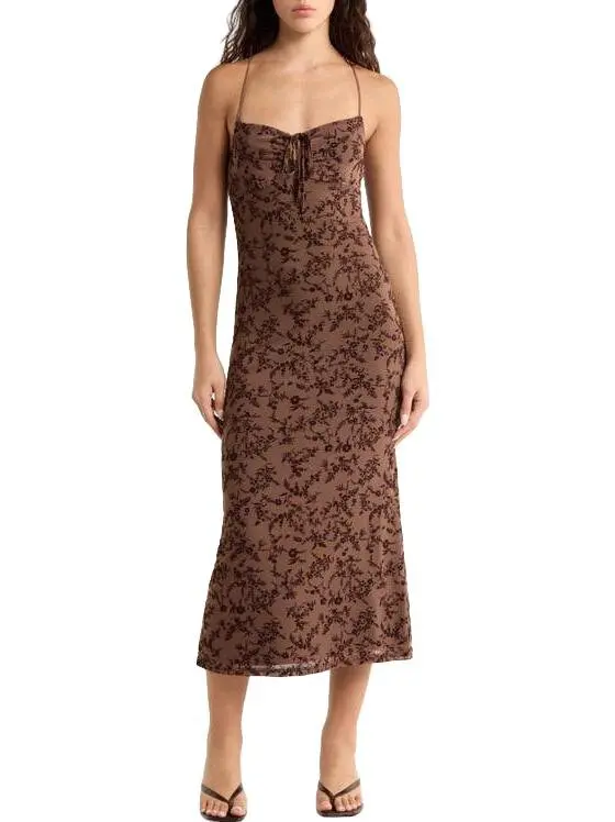 PACSUN Hazel Burnout Velvet Slipdress - Brown