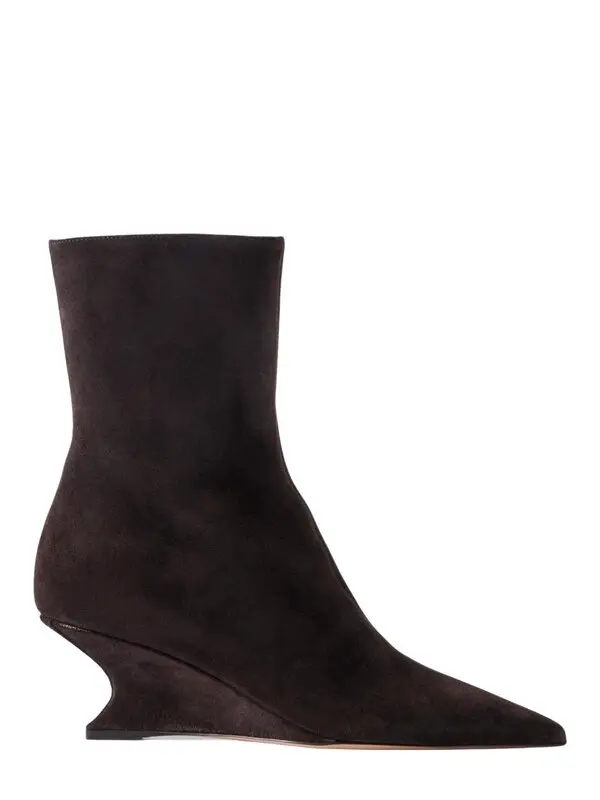 Paris Texas Nina Suede Wedge Ankle Boots - Brown