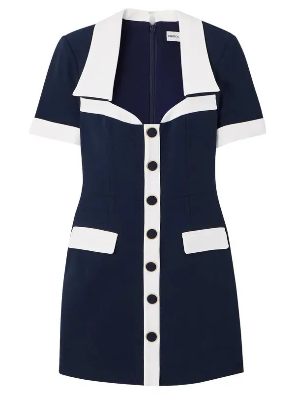 Rebecca Vallance Ula Crepe Mini Dress - Blue