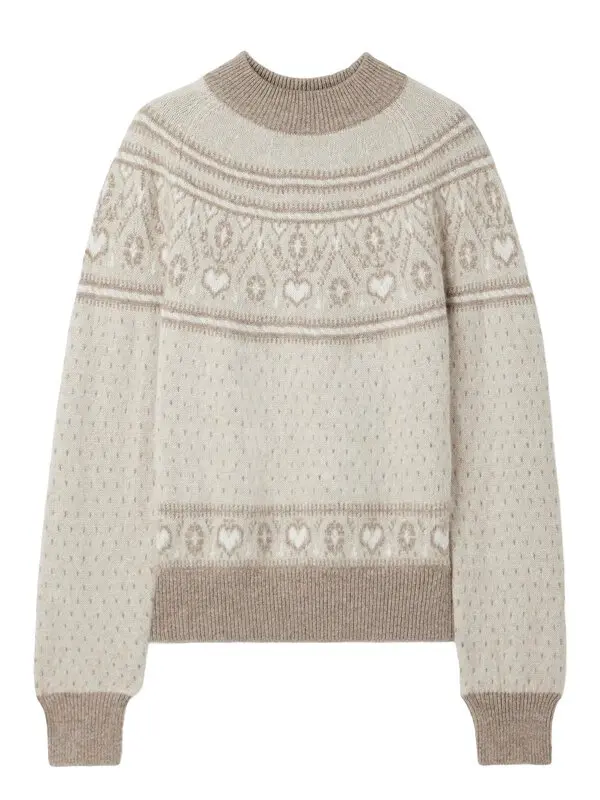 Khaite Guy Fair Isle Cashmere Sweater - Cream