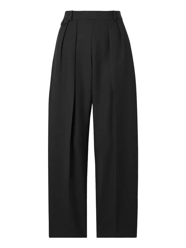 Khaite Dugan Pleated Wool Tapered Trousers - Black