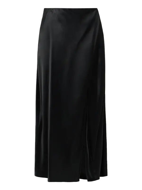 Khaite Demi Satin Midi Skirt - Black