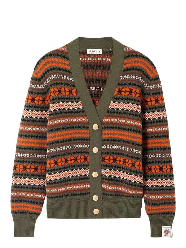 Bally Jacquard-knit Wool Cardigan - Orange