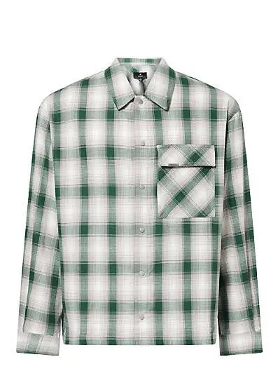 REPRESENT Check Waffle Cotton-flannel Shirt - Dark Green