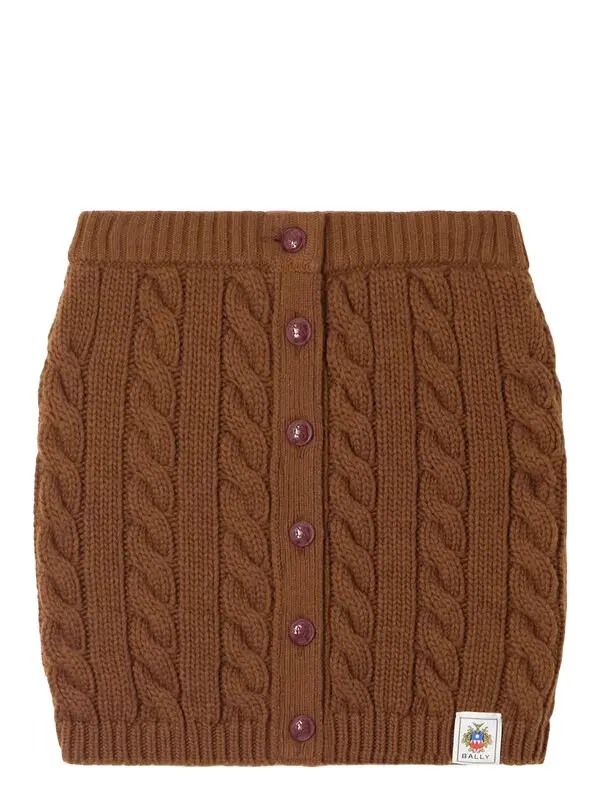 Bally Cable-knit Wool Mini Skirt - Brown