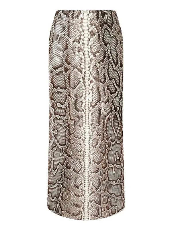 Gabriela Hearst Manuela Snakeskin Midi Skirt - Greyscale