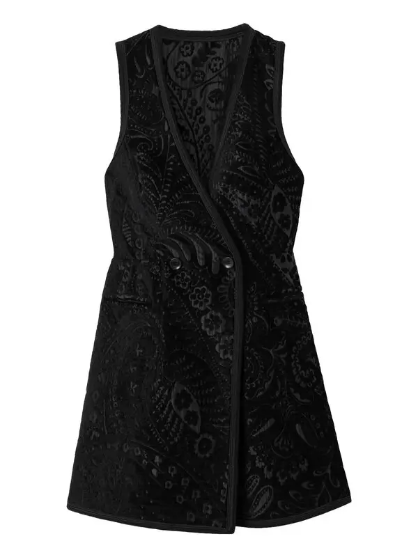 Etro Double-breasted Velvet-jacquard Waistcoat - Black